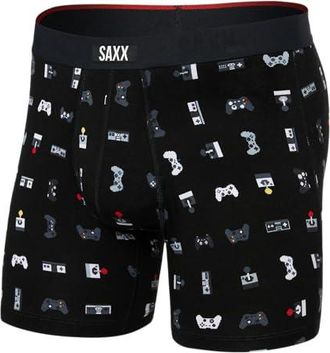 SAXX Underwear Co. Sous-vêtements pour homme avec pochette Vibe Xtra Boxer Braguette, Gamer-Black, Medium