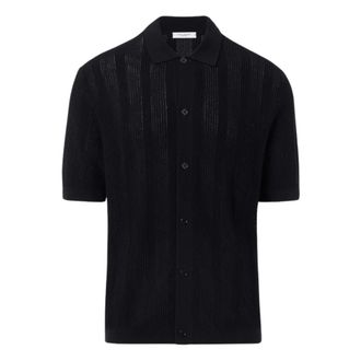 Paolo Pecora Homme, Pulls, Noir, Taille: L Chemise en tricot &agrave; manches courtes noire