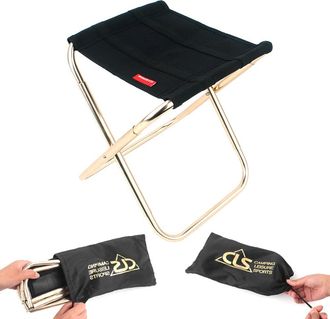 Generico Mini-Campingstuhl: Klapphocker aus Aluminiumlegierung, leichter Outdoor-Sitz, kompakte Fußstütze für Wandern, Reisen, Hocker für Picknick, Rucksackrei