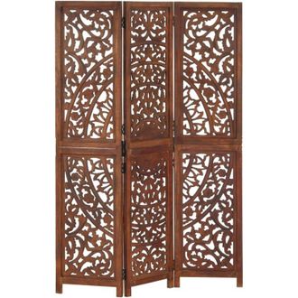 vidaXL 3-tlg. Raumteiler Handgeschnitzt Braun 120&times;165 cm Mangoholz vidaXL