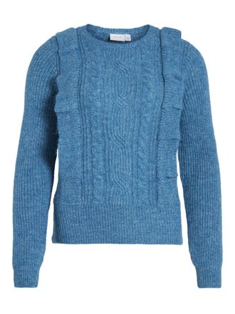 Vila Vibaluna O-Neck L/S Frill Knit Top/Su