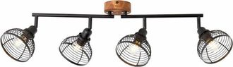 Brilliant Lampe, Avia Spotrohr 4flg schwarz/holzfarbend, Metall/Holz, 4x D45, E14, 40W,Tropfenlampen (nicht enthalten) - Brilliant