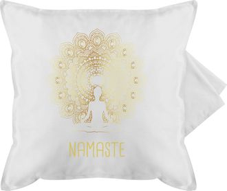 Shirtracer Kissenbezug - Kissen - Namaste Yoga Chakra Mandala - 50 x 50 cm - Wei&szlig; - Motiv yogakissen Joga Fans kissenbez&uuml;ge kissenh&uuml;lle mit Meditation kuschelkis