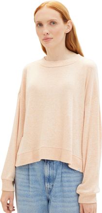 Tom Tailor Damen Langarmshirt mit Stehkragen, sunrise apricot melange, XS