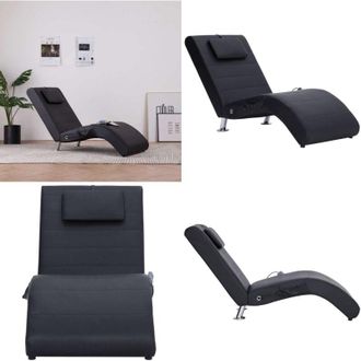 vidaXL Massage-Chaiselongue mit Kissen Schwarz Kunstleder - Massage-Liege - Chaise Longue - Relaxliege - Lounge Sessel - Wohnraum Dekoration - Home & Living