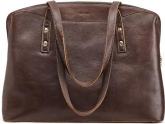 S-Zone Grand sac fourre-tout en cuir pour femme - Sac &agrave; main de travail - Sac &agrave; main Hobo pour ordinateur portable de 15,6, marron fonc&eacute;