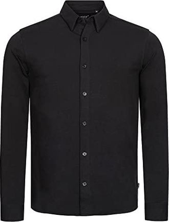 Indicode Hommes Theo Shirt | Chemise Manches Longues en Coton Super Stretch Black L