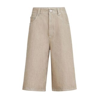 Brunello Cucinelli Femme, Shorts, Beige, Taille: 34 FR Denim Bermuda Shorts