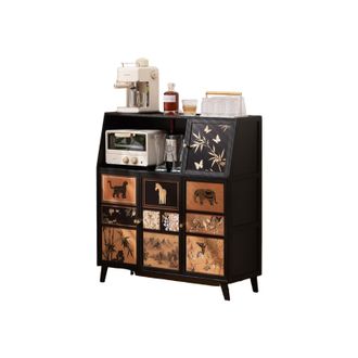 Generic Sideboard im Konsolenstil, Aufbewahrungsschrank aus Holz, schmaler Schrank mit herausnehmbaren Regalb&ouml;den und offener Arbeitsfl&auml;che, geeignet for klei