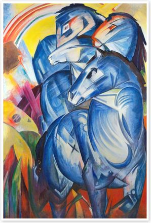 Posterlounge Der Turm der blauen Pferde Poster von Franz Marc 80 x 120 cm Blau Wandbilder Wanddeko