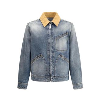 Alexander McQueen Luxuri&ouml;se Denimjacke mit Wildlederkragen - - Jackets - Herren - Blau - M