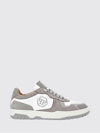Philipp Plein Baskets basses en cuir et su&egrave;de avec logo Hexagon appliqu&eacute;