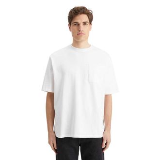 Scotch & Soda Mens Core-3 Crosses Loose Fit Pocket T-Shirt, White, XXL