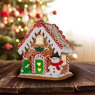 Monopol Christmas Paradise LED Lebkuchenhaus 14cm bunt - Beleuchtetes Pfefferkuchenhaus Weihnachtsdeko für Tisch oder Fensterbank