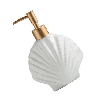 Valiclud Wei&szlig;er Keramik Seifenspender mit Muschel Design Langlebige Pumpflasche f&uuml;r Shampoo Duschgel Lotion Stilvolle Badezimmerdekoration Leicht und Praktisch