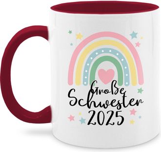 Shirtracer Tasse Tassen 325ml - Große Schwester Geschenk 2025 Regenbogen Big Sister - 325 ml - Bordeauxrot - grosse rosa schwestern 2023 teetasse beste sis kaffe