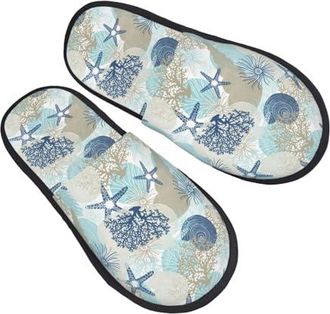 Generic Pantoufles En Peluche Coraux Et Coquillages Chaussures Maison L&eacute;g&egrave;res Chaussons Pour Homme Int&eacute;rieur Femme M