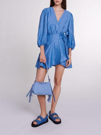 Maje Wickelkleid Aus Leinen - Blau - Gr&ouml;&szlig;e 40 - Maje