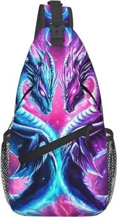 Generic Sac &agrave; dos &agrave; bandouli&egrave;re double motif dragon pour homme, sac &agrave; dos de randonn&eacute;e