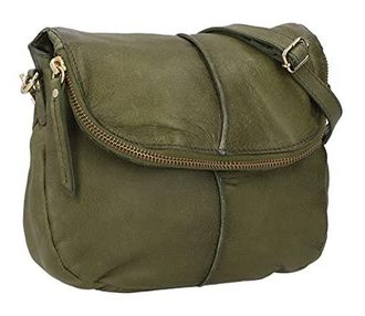 Gusti Cuir Sac &agrave; main - Iselin Sac Bandouli&egrave;re Femme en Cuir Vert Kaki, Style Ann&eacute;es 80, Compact, Tannage Chimique, &Eacute;l&eacute;gant & Pratique