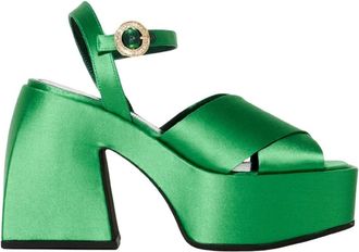 Nodaleto Femme, Chaussures, Vert, Taille: 39 1/2 EU Bulla Joni Satin Platform Sandales