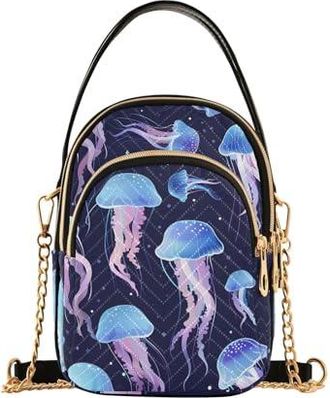 Mnsruu Sac à bandoulière pour femme, méduse, bleu océan, sac à dos, petit sac à bandoulière avec sangle réglable