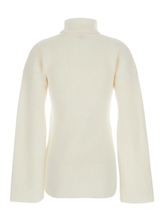 Toteme Womens White High Neck Wool Jumper Tops Top
