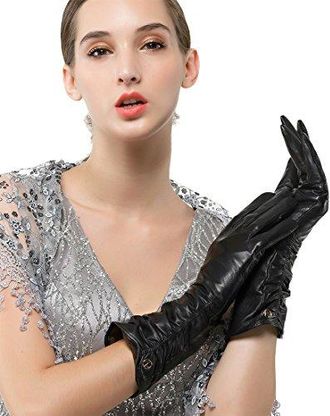 Nappaglo des gants en cuir dagneau italien hiver chaud simple garniture de longue toison gants