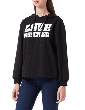 Love Moschino Damen Love 70s Print Sweatshirt, Schwarz, 46 EU