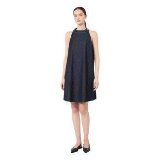 Max Mara Femme, Robes, Bleu, Taille: 38 FR Robe courte &eacute;vas&eacute;e &agrave; col b&eacute;nitier