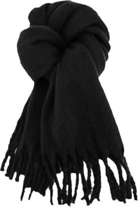 Generic &Eacute;charpe blanche en laine Glory Max &Eacute;charpe dhiver unisexe, unie, unie, douce au toucher, classique, 90 foulards de voyage, Noir, taille unique