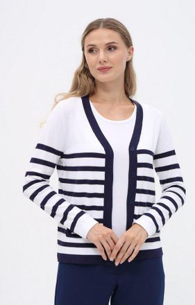 Passioni Strickjacke mit Ringel-Muster und Taschen