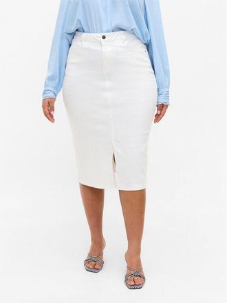 Zizzi Jeansrock J10771A Wei&szlig; Regular Fit