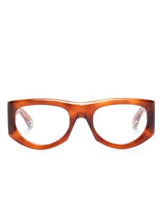 Gucci lunettes de vue à monture rectangulaire - Marron