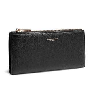 David Jones Portefeuille Compagnon Femme Simili Cuir - Porte-Cartes Long Porte-Monnaie Cuir synth&eacute;tique PU - Poche &agrave; Billets et Pi&egrave;ces - Noir