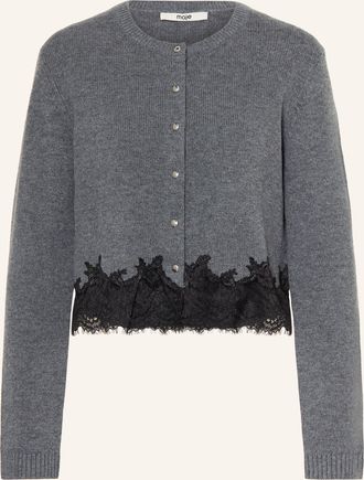 Maje Set: Strickjacke Und Stricktop Mit Spitze grau
