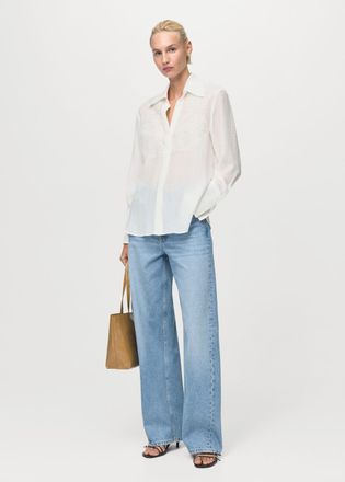 Mango Chemise Lyocell &eacute;cussons blanc cass&eacute; - Femme - S - MANGO