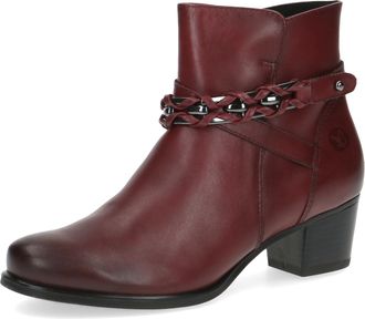 Caprice Damen Stiefeletten mit Absatz Airmotion aus Leder Kleiner Absatz Weite G, Rot (Bordeaux Nappa), 38.5 EU