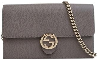 Gucci Hobo Bags - Leather Interlocking G Dollar Wallet on Chain - Gr. unisize - in Grau - f&uuml;r Damen