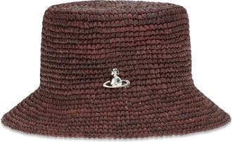 Vivienne Westwood Chapeau seau en raphia Orb - unisex - Accessoires - Brun - Taille: S
