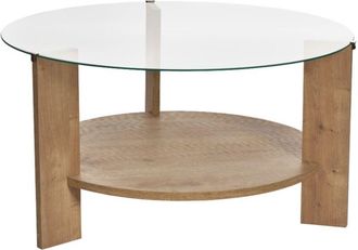 Calicosy Couchtisch mit 2 Platten, davon eine aus geh&auml;rtetem Glas &Oslash;75 cm - CLARA