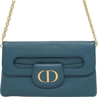 Dior 2000-2025 mittelgroße DiorDouble Chain Bag Umhängetasche - Blau