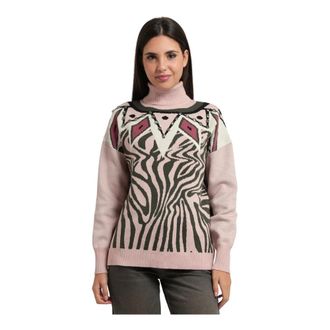 Fracomina Pullover mit Animalier-Jacquard und Rollkragen - - Knitwear - Damen - Mehrfarbig - XS