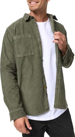Indicode Herren Thyge Kordhemd aus Baumwolle | Herrenhemd Kord Cord Freizeithemd Army, M