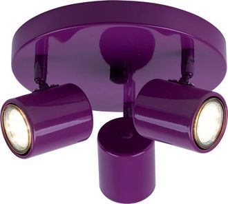 ETC Shop Deckenstrahler Deckenspot Wohnzimmerlampe Metall Lila Deckenleuchte, 3x GU10 RGB Farbwechsler dimmbar mit Fernbedienung D 22 cm