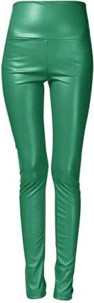 Generic Legging en cuir synth&eacute;tique pour femme - Legging doubl&eacute; aspect cuir - Pantalon de yoga taille haute - Pantalon extensible confortable - Pantalon verni
