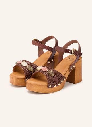 &Egrave; Mia &Egrave; Mia Plateau-Sandaletten Mit Schmucksteinen Und Nieten braun