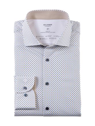 Olymp Herren Oberhemd Langarm Level.Five.24.Seven,Einfarbig,Body fit,Kent-Kragen,Natur 22,43