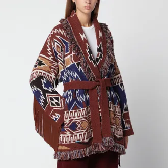 Alanui Amazing Journey Cardigan aus blauer Schurwolle