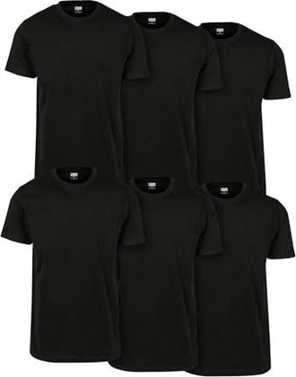 Urban Classics Lot de 6 T-Shirts pour Hommes Basiques, Coupe Près du Corps, Manches Courtes, Col Rond, Black, Taille M